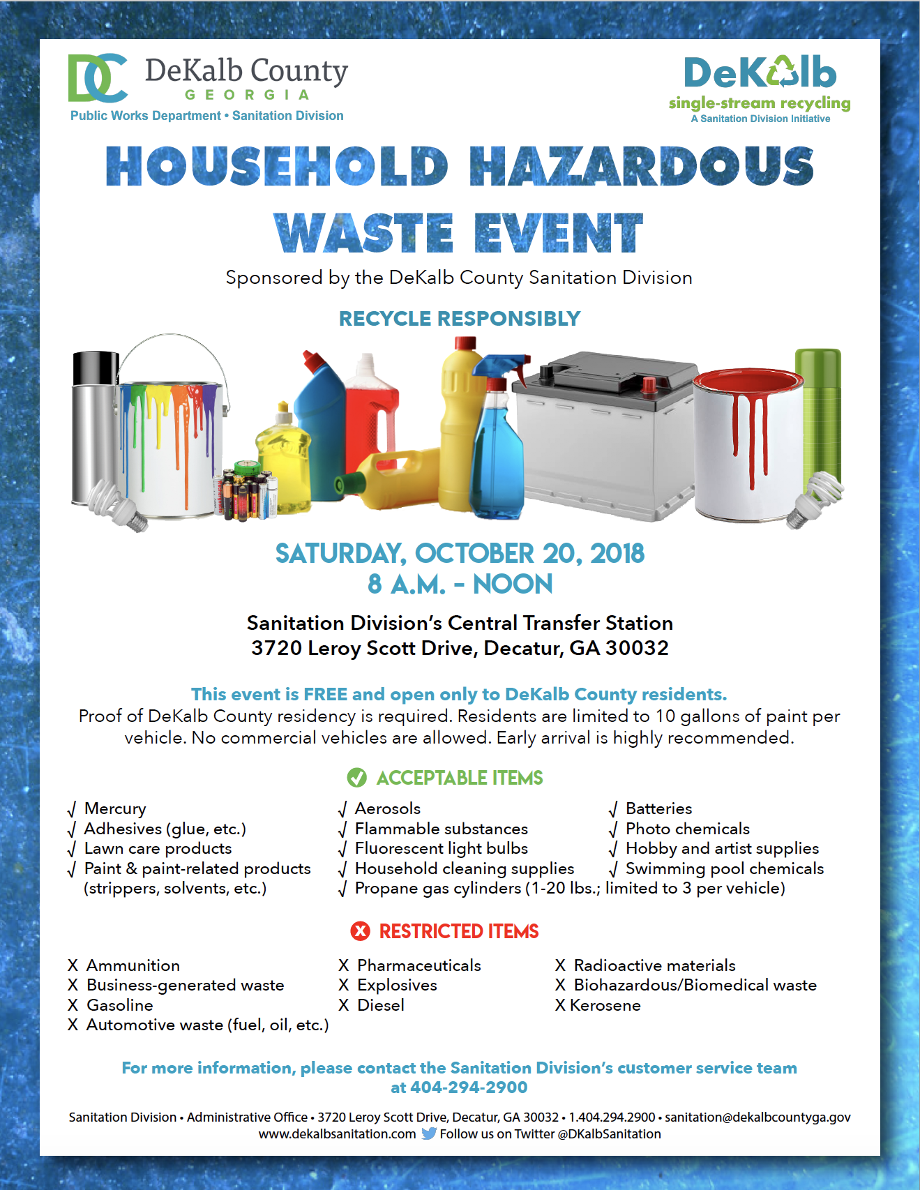 Household Hazardous Waste Event | DeKalb County GA