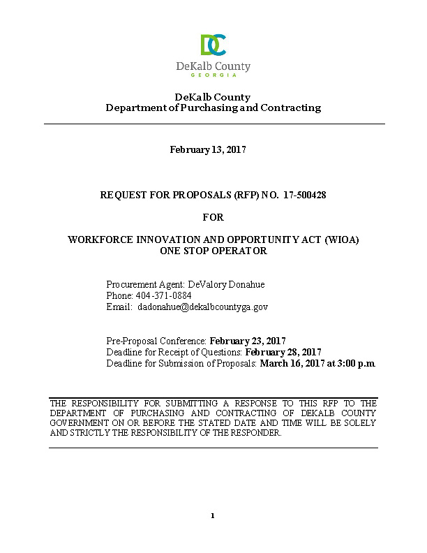 RFP/ Bid Opportunities | DeKalb County, GA